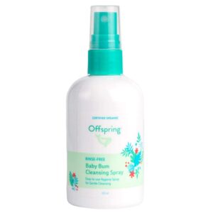 offspring baby bum spray - rinse free, organic and all-natural hygiene wash with aloe and lavender for gentle cleaning of diaper area rinse-free baby