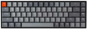 keychron k6 hot swappable wireless bluetooth 5.1/wired mechanical gaming keyboard, 65% compact 68-key rgb led backlight/gateron g pro blue switch/rechargeable battery compatible with mac windows