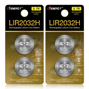 ct-energy lir2032 rechargeable batteries 3.7v with high capacity 70ma can be replacement of rechargeable coin cell lithium batteries ml2032