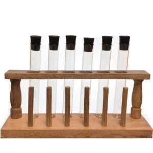 20x150mm glass test tube set with rubber stoppers and wood rack, 6 piece set, karter scientific 150a4