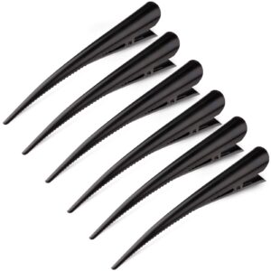 large long alligator hair clips for styling salon sectioning, glamfields 5 inch rust-proof durable non-slip duckbill metal clips for women thick and thin hair (6 pack) black