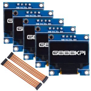 geeekpi 5pcs 0.96 inch oled module 12864 128x64 white driver iic serial display board module for arduino, raspberry pi,beagle bone black