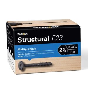 starborn structural f23 multi-purpose flat head wood screw - pack of 50-2-7/8"