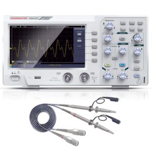 hanmatek 110mhz bandwidth dos1102 digital oscilloscope with 2 channels and screen 7 inch / 18 cm, tft-lcd display, portable professional oscilloscope kit with 500 ms/s *2 sampling rate