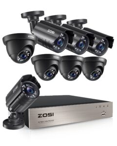 zosi 1080p home security camera system indoor outdoor, 8 channel 1080p hd cctv dvr recorder and 8 x 1080p weatherproof surveillance bullet dome camera, remote access, motion detection (no hard drive)