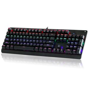 mechanical keyboard, e-yooso k600 led rainbow backlit mechanical gaming keyboard 104 key gamers keyboard pc computer usb wired gaming keyboard brown switches (black)