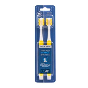 ooak toothbrush, tapered v++max medium bristles, 2 pack yellow