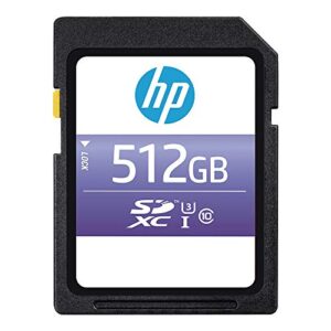 hp 512gb sx330 class 10 u3 sdxc flash memory card - 95mb/s, class 10, u3, 4k uhd, full hd, uhs-i, full size sd