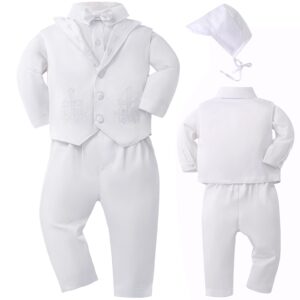 booulfi baptism christening outfits for boys, baby boy christening church outfit baptism gifts 6 pieces baby boy clothes 0-3 months formal gentelman baby suit