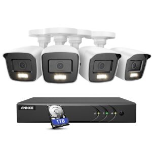 annke 8ch security camera system, 3k lite surveillance dvr with 4 x 1080p wired cctv ip66 cameras with full color night vision, ai human/vehicle detection, remote access, 1tb hard drive