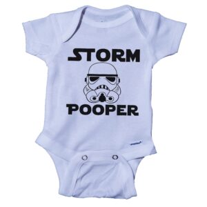 ink trendz storm pooper trooper themed baby onesie® bodysuit romper (3-6 months)