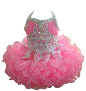 junguan baby girls halter cupcake pageant dresses toddler crystal birthday party ball gowns short 5 us pink-3