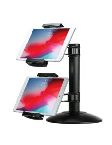 dual tablet mount - cta quick-connect dual tablet mount with height-adjustable arms for ipad air 1-4, and tablets up to 10” in length (pad-qc2m)