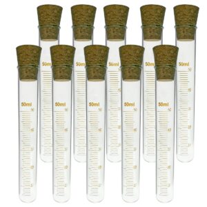 donlab fdb-0100 glass 100ml graduated test tubes with cork stoppers 30mmx230mm(pack of 10)