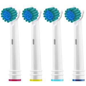 replacement brush heads compatible with oral b- sensitive gum care electric toothbrush heads - pk of 4 generic brushes refill for oralb braun- fits oral-b 7000, pro 1000 500 & more!