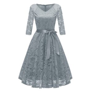 f_gotal womens vintage dresses casual floral lace mini tank dress fashion aline swing dress party cocktail prom gray