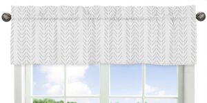 sweet jojo designs grey chevron arrow window treatment valance - gray and white geometric construction truck tire print