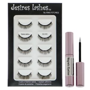 desires lashes by emilystores magnetic eyelashes 3d natural magnet faux lashes multipack 5pairs, olivia