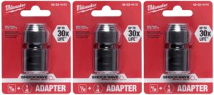 milwaukee 48-03-4410 shockwave 1/2-inch square by 1/4-inch hex adapter, 3 pack