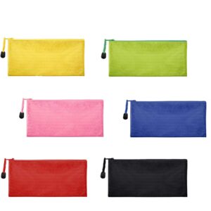 sailing-go 6 pieces 6 colors zipper waterproof bag pencil pouch for cosmetic makeup bills office supplies travel accessories and daily household supplies