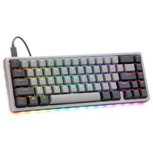 drop alt high-profile mechanical keyboard — 65% (67 key) gaming keyboard, hot-swap switches, programmable macros, backlit rgb led, usb-c, doubleshot pbt, aluminum frame (kaihua speed silver, gray)