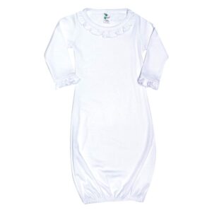 laughing giraffe baby blank long sleeve ruffle-trim sleeper gown white (0-3 months -3807)