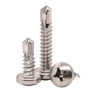 #6 x 1/2" pan head self drilling screws, phillips drive, 410 stainless steel sheet metal screws,self tapping, dovetail, pack of 100