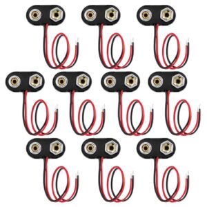 chanzon ul wire 9v battery clip connector holder t-type with hard plastic shell and lead wire pack of 10pcs kit for arduino led strip