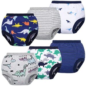 big elephant potty training underwear, soft cotton absorbent training pants for baby boys & girls (4t, dinosaurs world 6 pack)