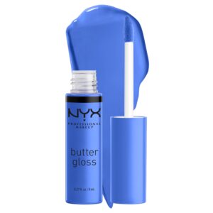 nyx professional makeup butter gloss, non-sticky lip gloss - blueberry tart (periwinkle blue)