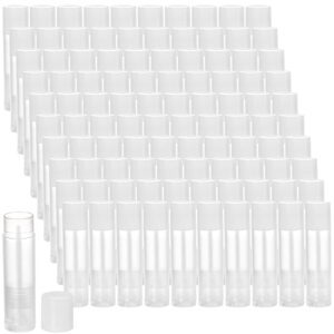 bekith 100 pack 5.5ml clear empty lip balm tubes with white caps