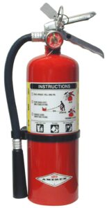 amerex b500, 5lb abc dry chemical class a b c multi-purpose 5 pound fire extinguisher with wall bracket.