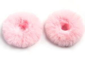 furling pompoms furry faux rabbit fur hair scrunchies artificial fur hair bobbles elastic hair band rope wristband ponytail accessories light pink 2pcs