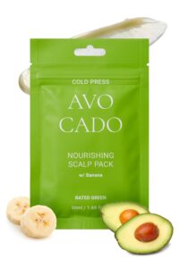 "rated green cold brew avocado nourishing scalp pack w/banana, 1.69 fl. oz deep conditioning, hydrating hair mask for dry damaged hair, pack of 5"