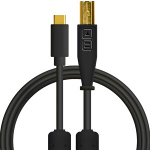 dj techtools chroma cable: audio optimised usb-c to usb-b cable with 56k resistance (black)