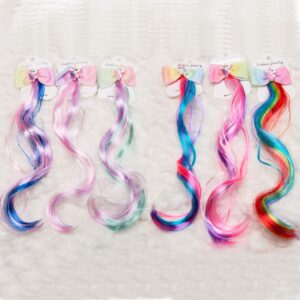 6 colors princess unicorn hair bow 14 inch clips in unicorn hair extensions for kid girls ponytails hair bows