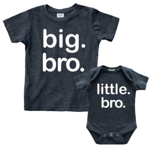 unordinary toddler big bro little bro outfits big brother little brother sibling boys matching gifts baby set (charcoal black, kids (2y) / baby (0-3m))