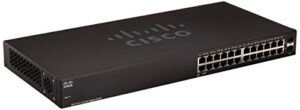 cisco refresh sg110-24 desktop switch with 24 gigabit ethernet (gbe) ports plus 2 combo mini-gbic sfp, small business product, limited hardware warranty (sg110-24-na-rf)