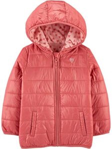 simple joys by carter's girls' puffer jacket, pink hearts, 5t