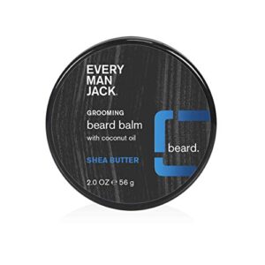 every man jack beard balm - subtle coconut fragrance - moisturizes, protects, and strengthens your beard - naturally derived with shea butter, coconut oil, and beeswax - 2.0-ounce