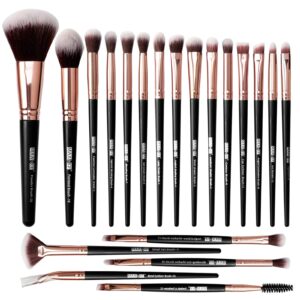 makeup brushes set, 20 pcs professional travel make up brushes, foundation eyeshadow blush brush, kabuki blending concealers face powder eye makeup brush sets（black gold)