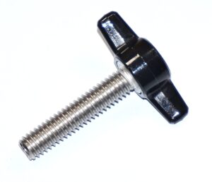 1/4"-20 x 1 black thumb screw stainless steel tee wing thumb screws 1" stud coarse threads plastic knob thumbscrew - (4)