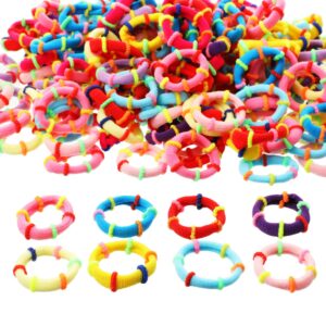 willbond 200 pcs colorful elastic hair ties seamless cotton hairband ropes soft small ponytail holders fashion stretchable no crease damage hair accessories for baby kids girls toddler, mixed colors