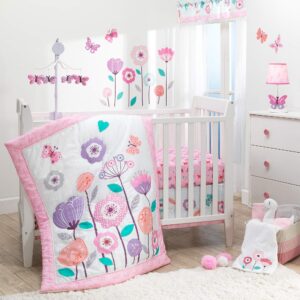 bedtime originals 3 piece crib bedding set, magic garden, multicolor