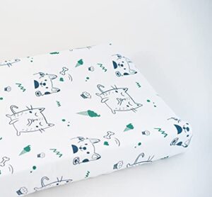 magnolia organics changing pad cover - puppy and kitten/blue