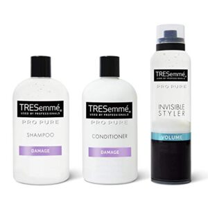 tresemmé pro pure sulfate free shampoo, conditioner and styler to repair damage and add volume damage repair sulfate free, paraben free and dye-free hair care 3 count