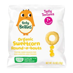 little bellies organic round-a-bouts baby individual snack packs, sweetcorn, 0.4 ounce (pack of 6)