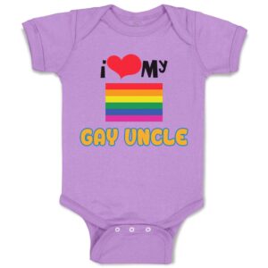 custom personalized baby bodysuit i love my gay uncle with flag a funny cotton boy & girl striped baby clothes stripes gray white design only 6 months