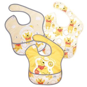 bumkins disney bibs for girl or boy, superbib baby and toddler for 6-24 months, essential must have for eating, feeding, baby led weaning, mess saving waterproof soft fabric, 3-pk winnie the pooh