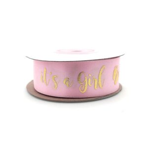 pink and gold ribbon - it's a girl for baby shower - decoration for your baby shower (pink and gold)